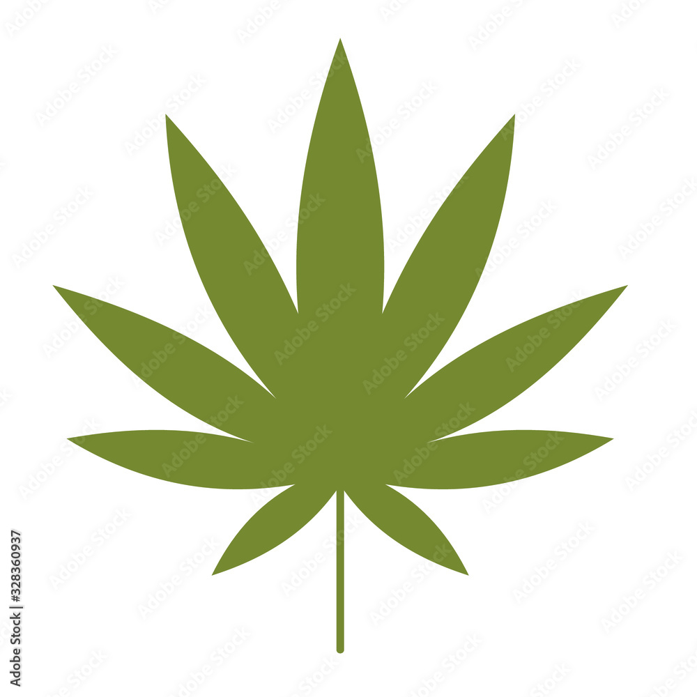 Vector illustration of cannabis leaf. Green marijuana icon on ...