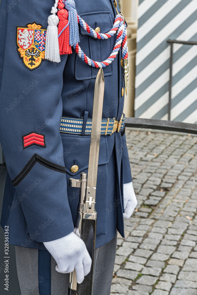 Prague, Czech Republic, September 3, 2019: Royal Guard in military ...