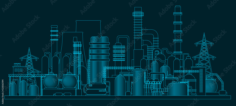 The industrial plant and manufacture building background. Vector ...