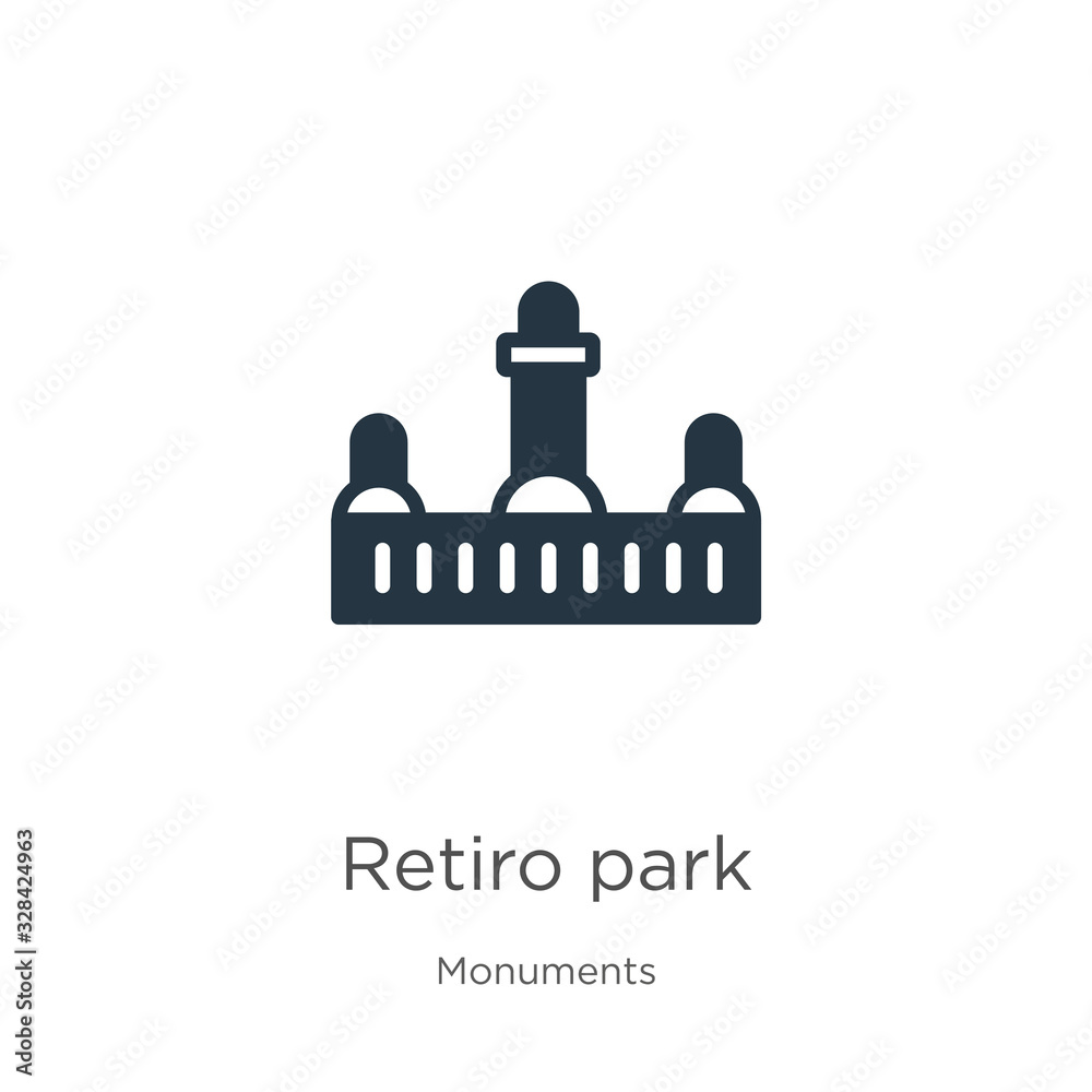 Retiro park icon vector. Trendy flat retiro park icon from monuments ...