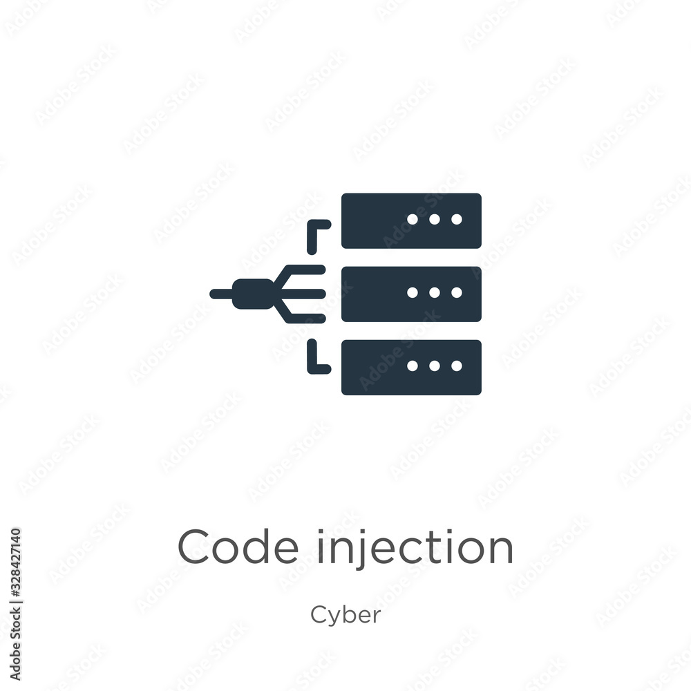 Code injection icon vector. Trendy flat code injection icon from cyber collection isolated on ...