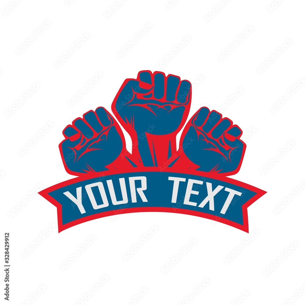 hand strong vector logo, badge, emblem, symbol and icon template design ...