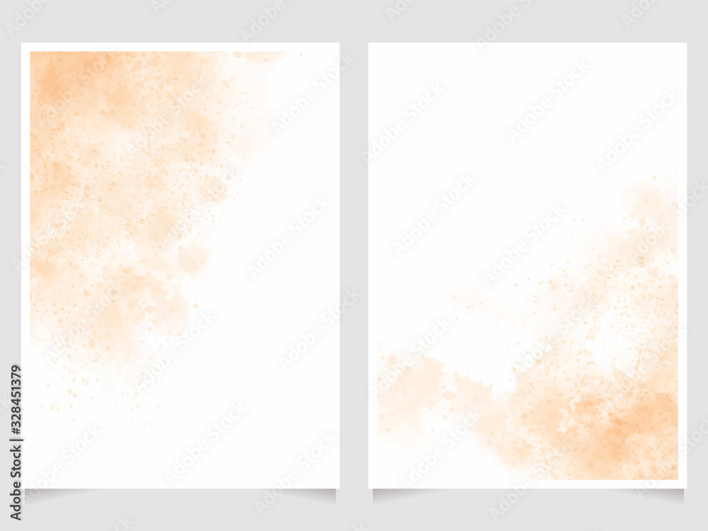 orange sand beach watercolor wash splash 5x7 invitation card background ...
