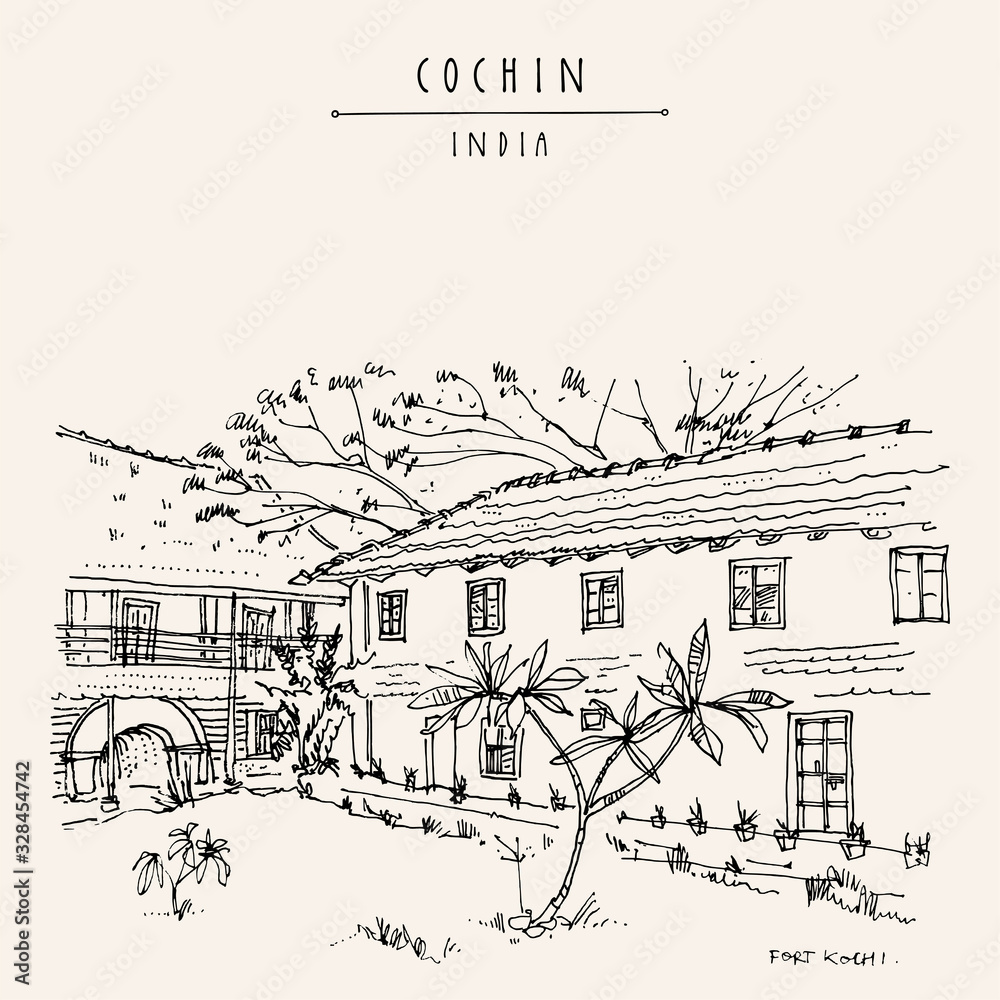 Cochin (Kochi), Kerala, India. Heritage colonial buildings and a ...