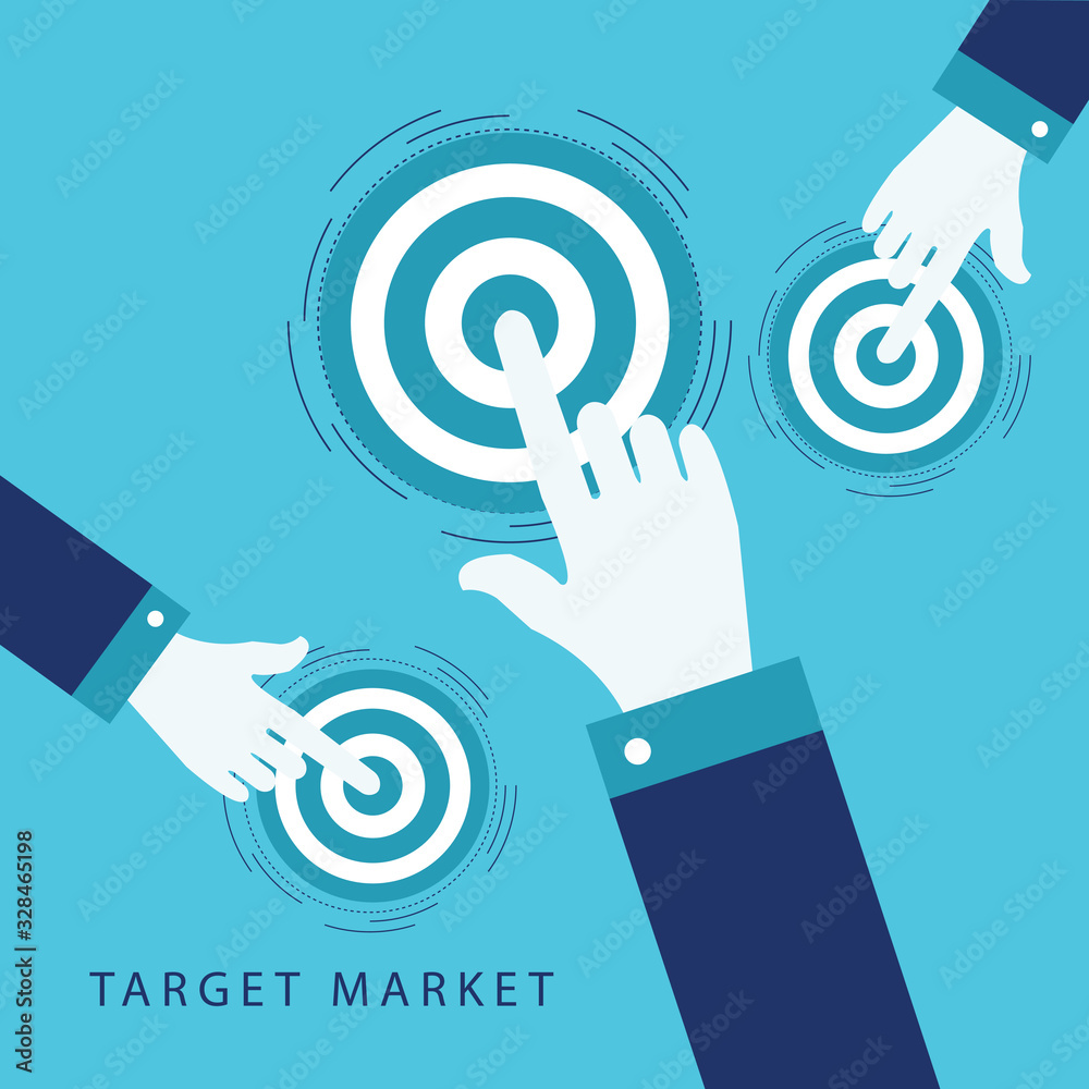 Target with arrow icon. Goal, targeting concept. Hand Mouse Cursor ...