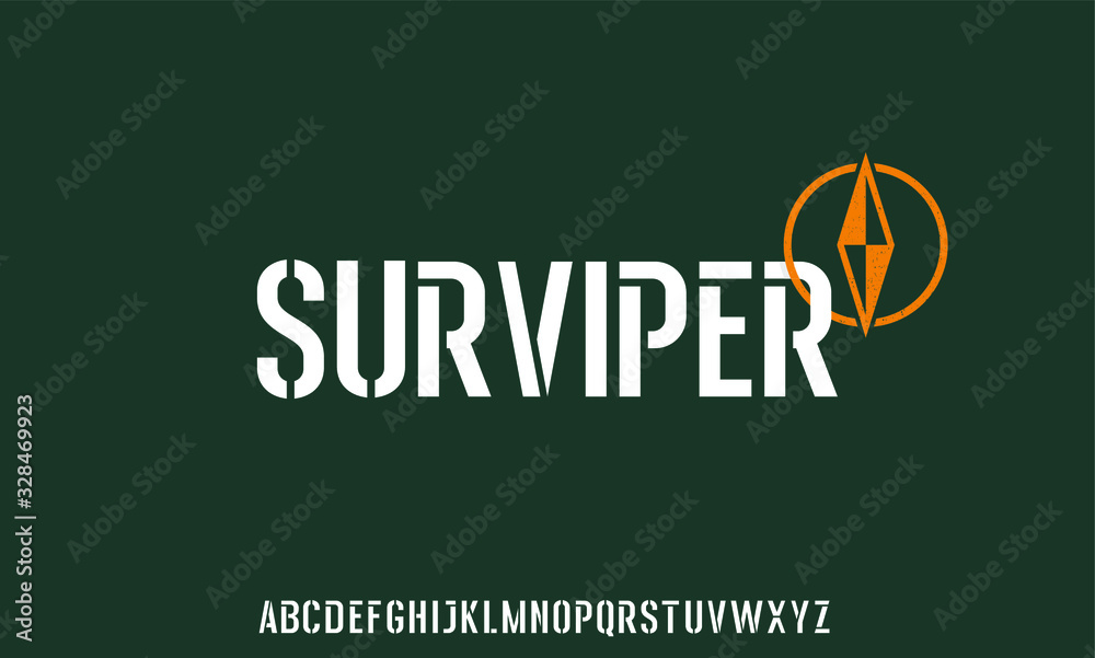 SURVIVAL OUTDOOR TACTICAL ALPHABET FONT VECTOR TYPEFACE Stock Vector ...