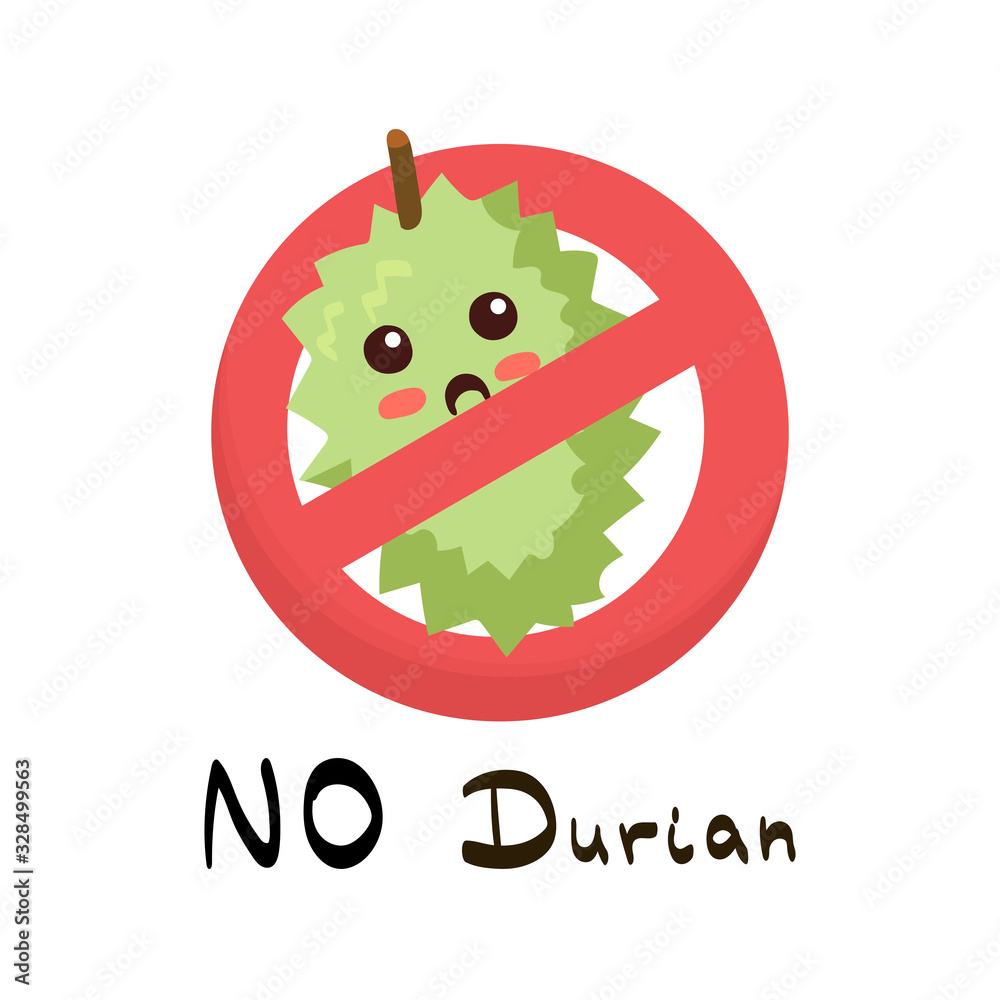 No Durian Sign cute vector illustration isolated on white background ...