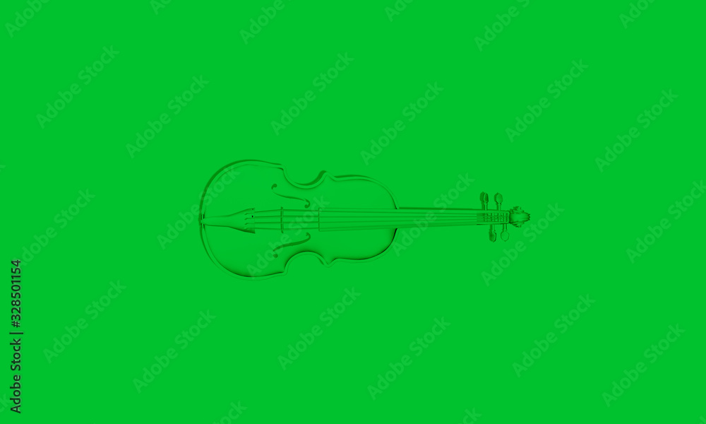 Green violin. Neon green music instrument. High quality viola. Top view ...