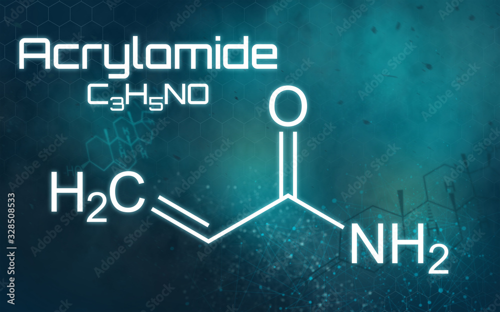 Chemical formula of Acrylamide on a futuristic background Stock ...