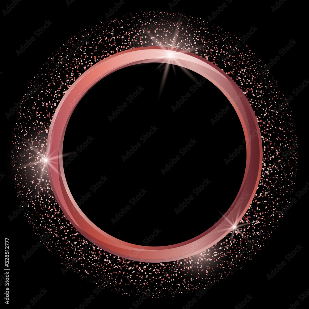 Vector de Stock Rose gold circle frame. Rose golden round frame ...