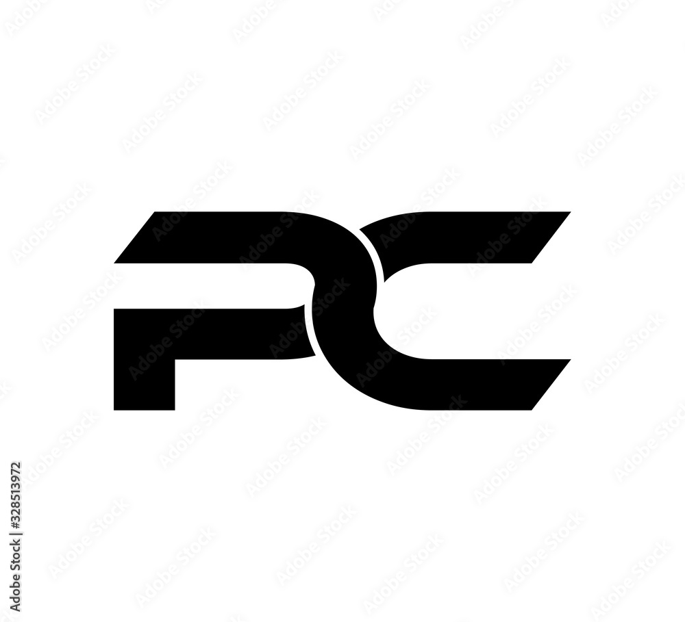 Initial 2 letter Logo Modern Simple Black PC Stock Vector | Adobe Stock