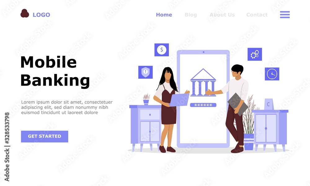 Mobile Banking Vector Illustration Concept , Suitable for web landing ...