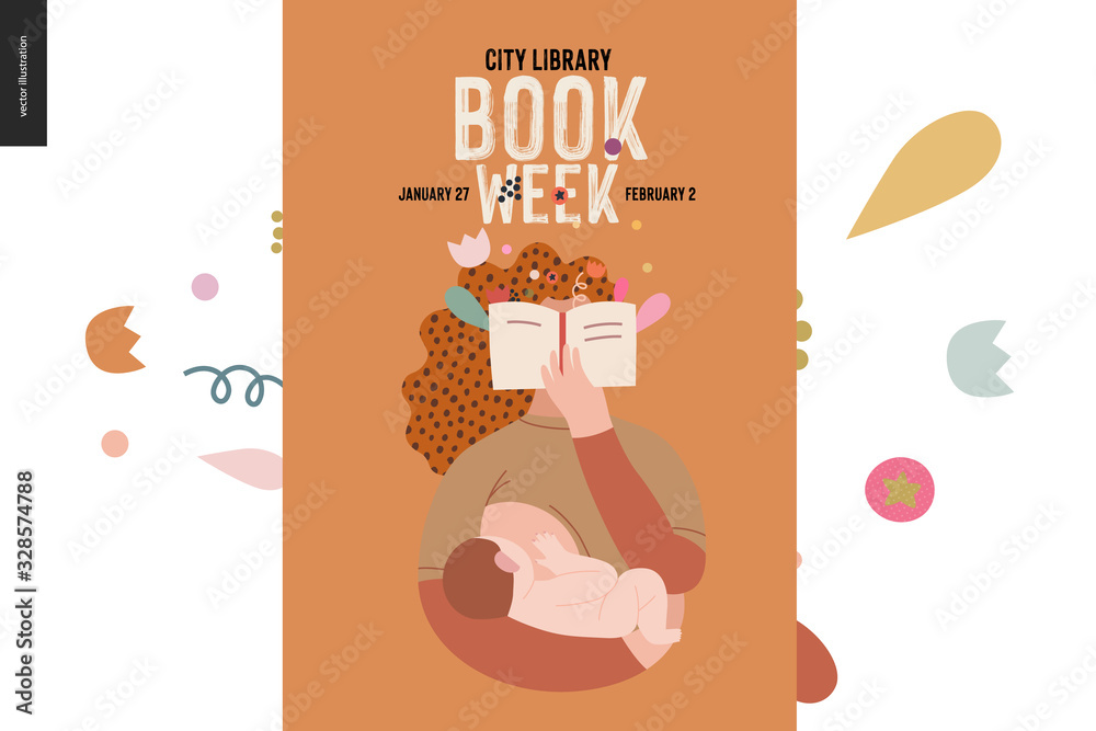 Vetor World Book Day graphics, breastfeeding poster template, book week ...