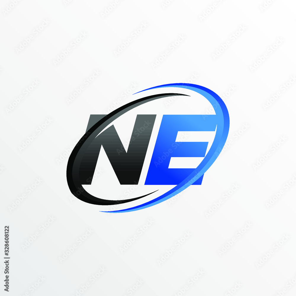 Initial Letters NE Logo with Circle Swoosh Element Stock Vector | Adobe ...