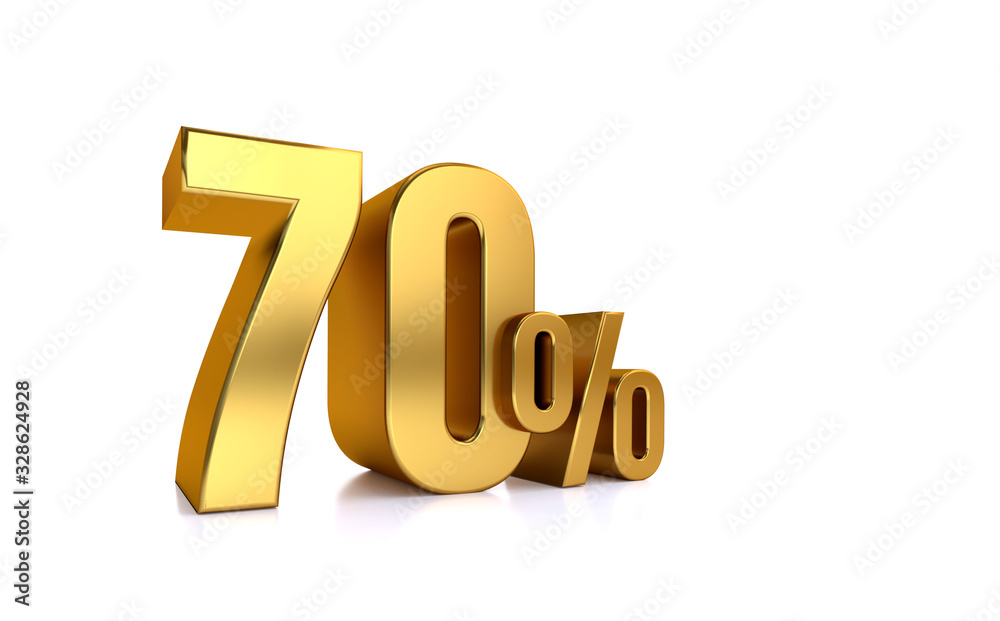 70% off. On sale. Great deal. seventy. One half. Rendered illustration Isolated 3D text with big ...