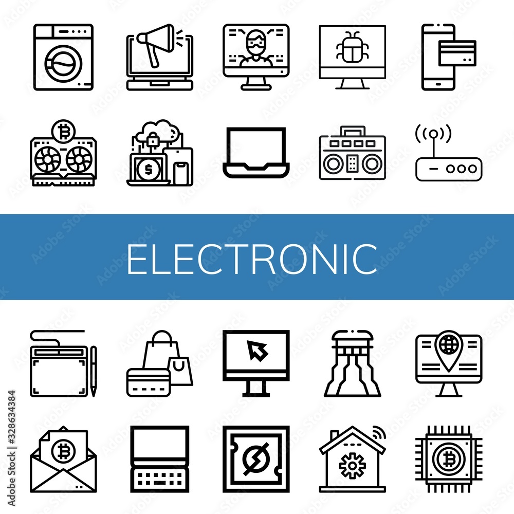 Set of electronic icons Stock Vector | Adobe Stock