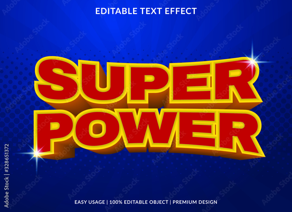 super power text effect template with 3d type style and retro concept ...