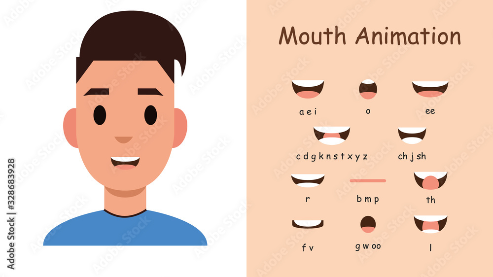 Mouth animation. Lip sync collection for animation. Cartoon mouth sync ...