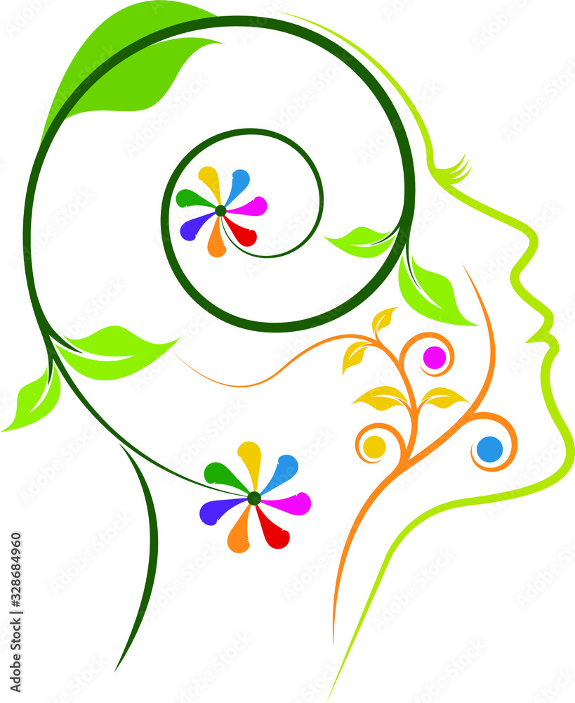 floral face logo design Stock Vector | Adobe Stock
