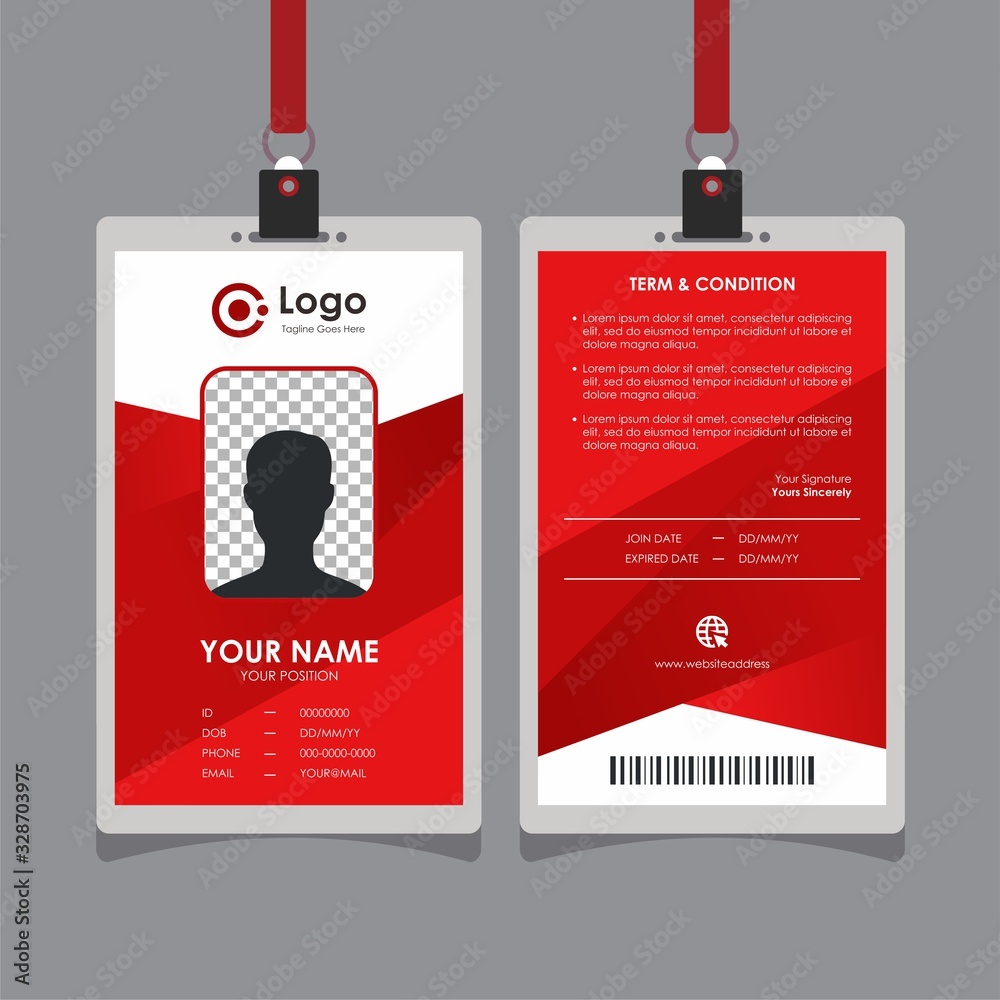 Simple Clean Red Geometric Id Card Design, Professional Identity Card ...