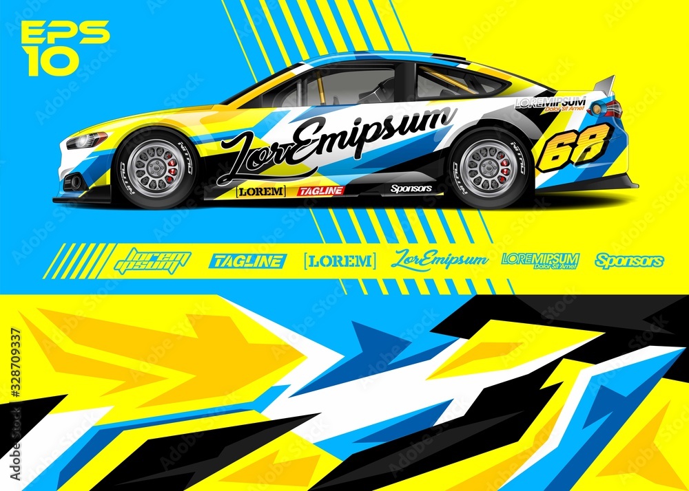 Race car graphic livery design. Abstract sport racing background for ...