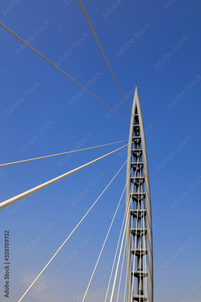 Steel beam and cable-stayed cable Stock Photo | Adobe Stock