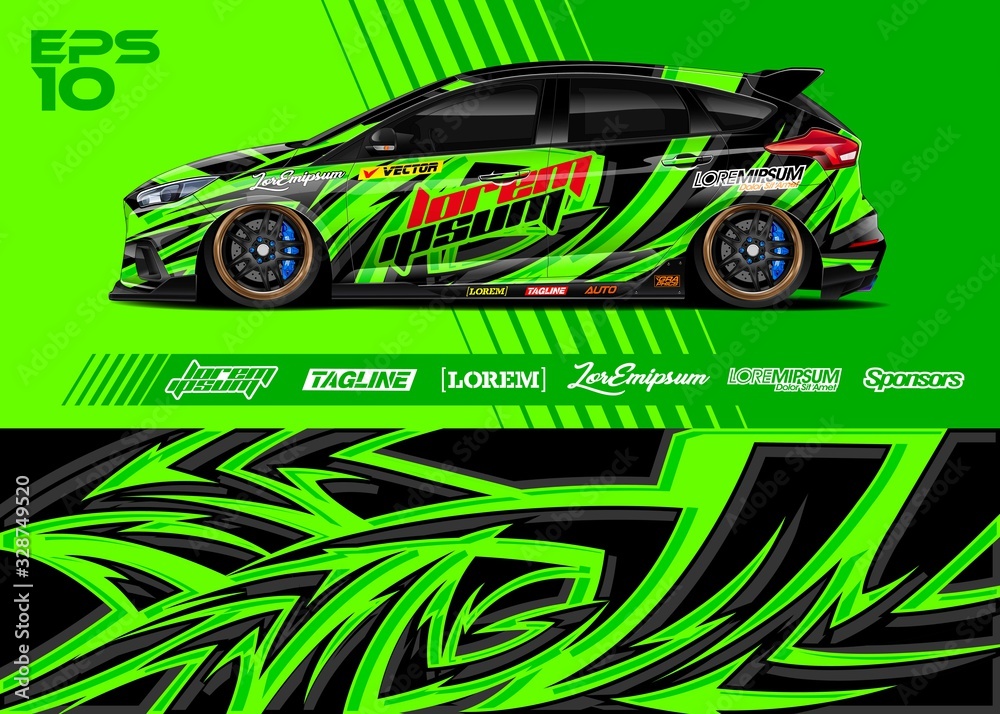 Car graphic livery design vector. Abstract stripe racing background for ...
