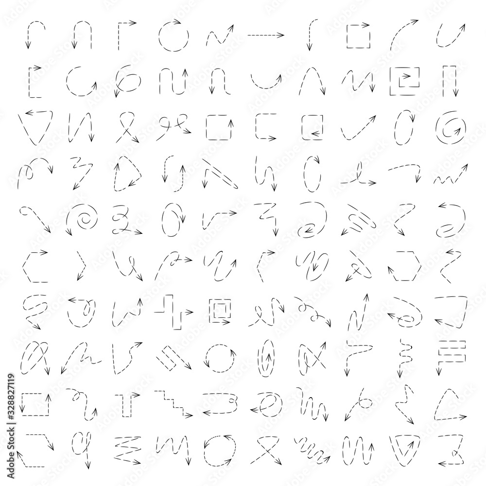 vector set of dashed line arrow icons Stock Vector | Adobe Stock