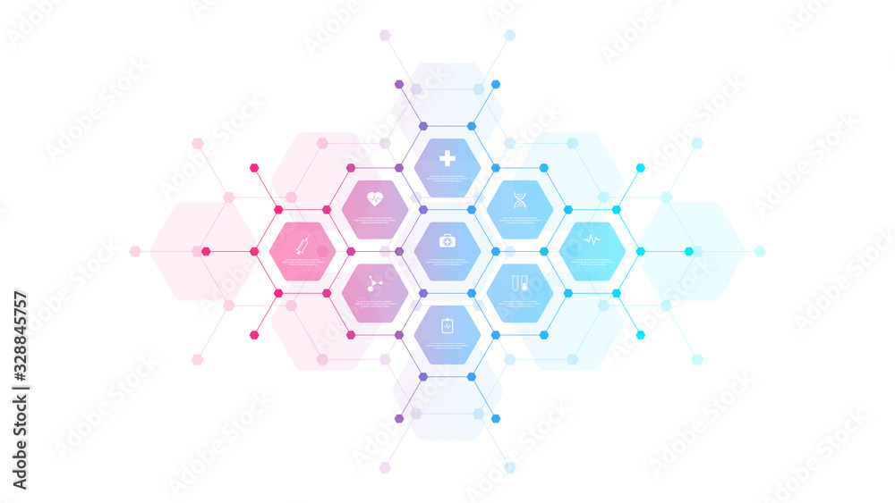 Medical infographic background with flat icons and symbols. Template ...