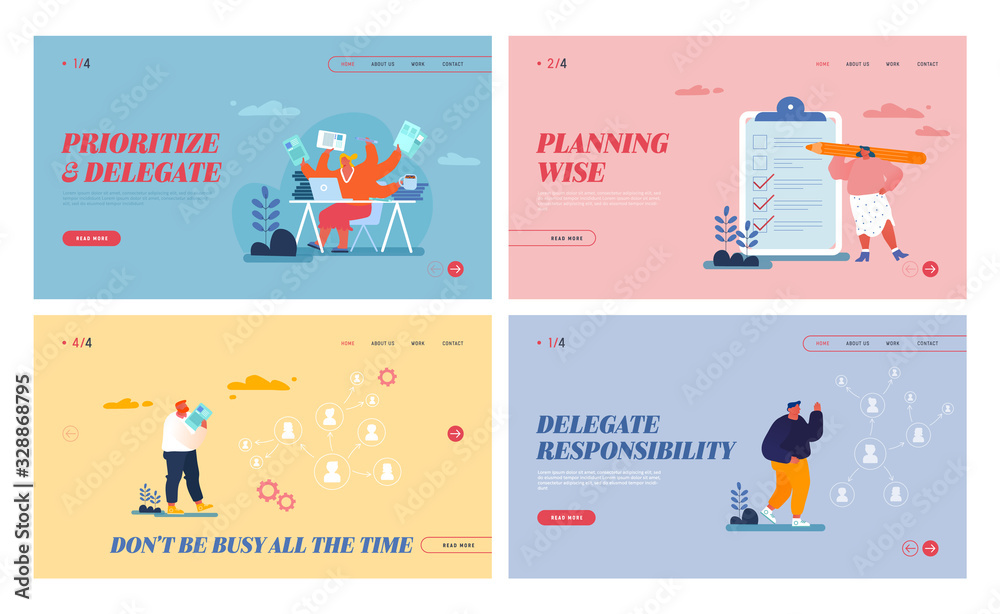 Delegation of Charges Landing Page Template Set. Office People Share ...