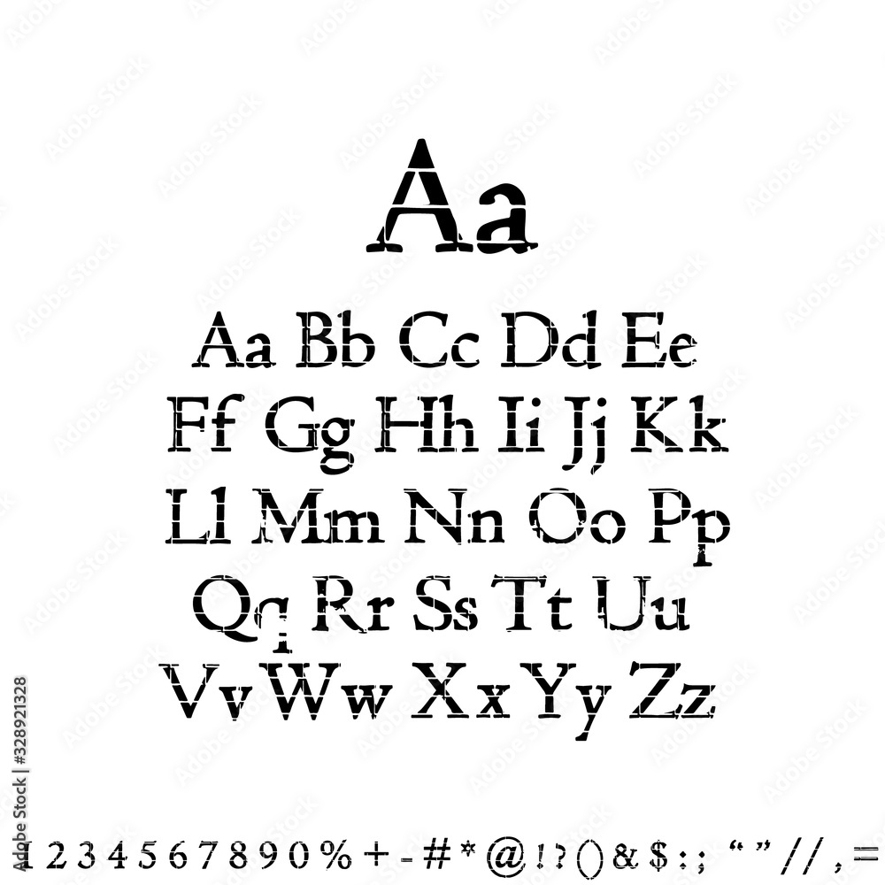 Dirty textured of typography grungy stamped alphabet font vector ...