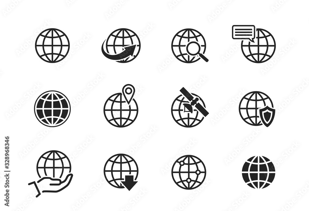 globe icon set. globe earth vector icons for web Stock Vector | Adobe Stock