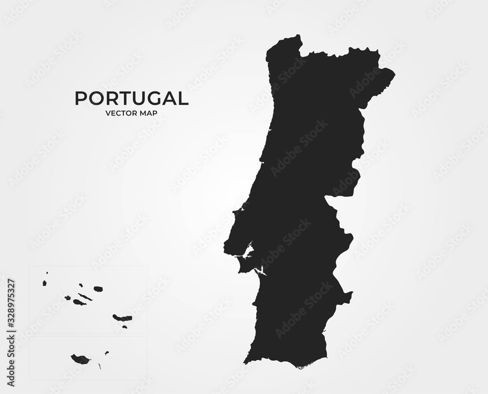 Portugal vector map with Azores and Madeira. isolated geographic ...