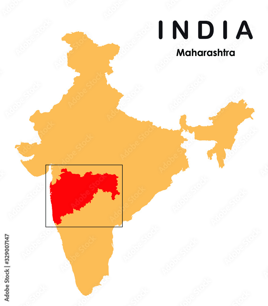 Maharashtra in India map. Maharashtra map Stock Vector | Adobe Stock