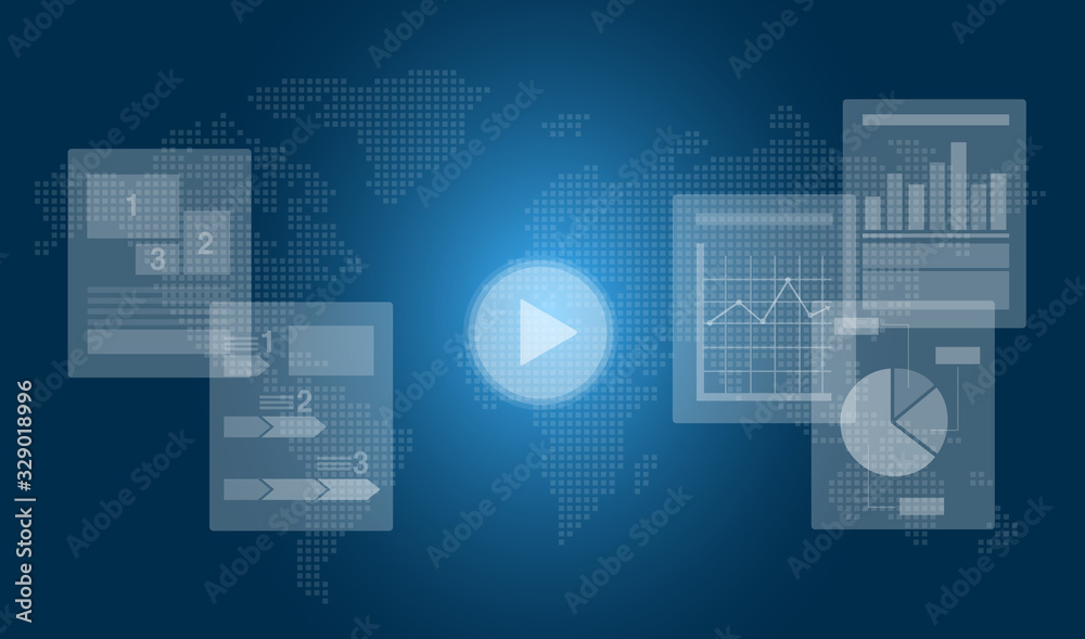 virtual technology background with graph chart and world map Stock ...