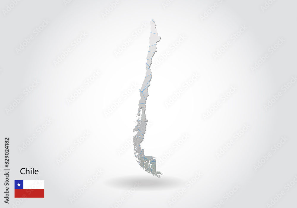 Vector map of chile with trendy triangles design in polygonal style on ...