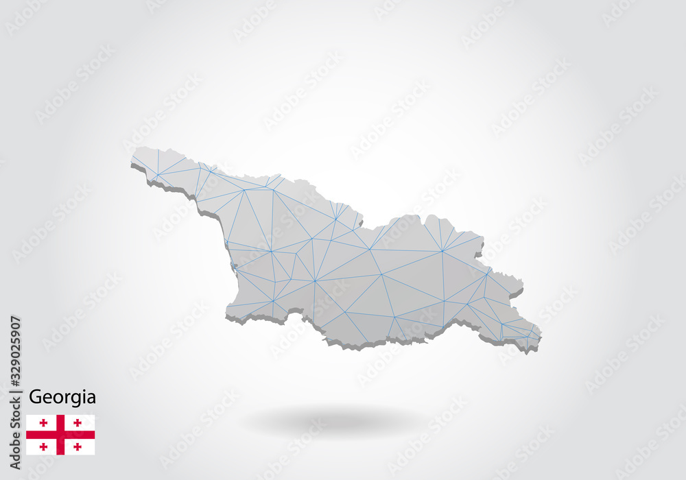 Vector map of georgia with trendy triangles design in polygonal style ...