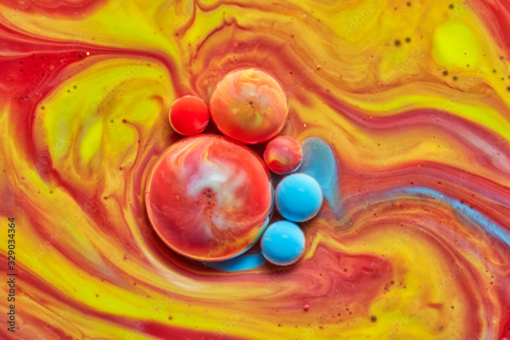 Colourful acrylic bubbles.Abstract ink design template mixed texture ...