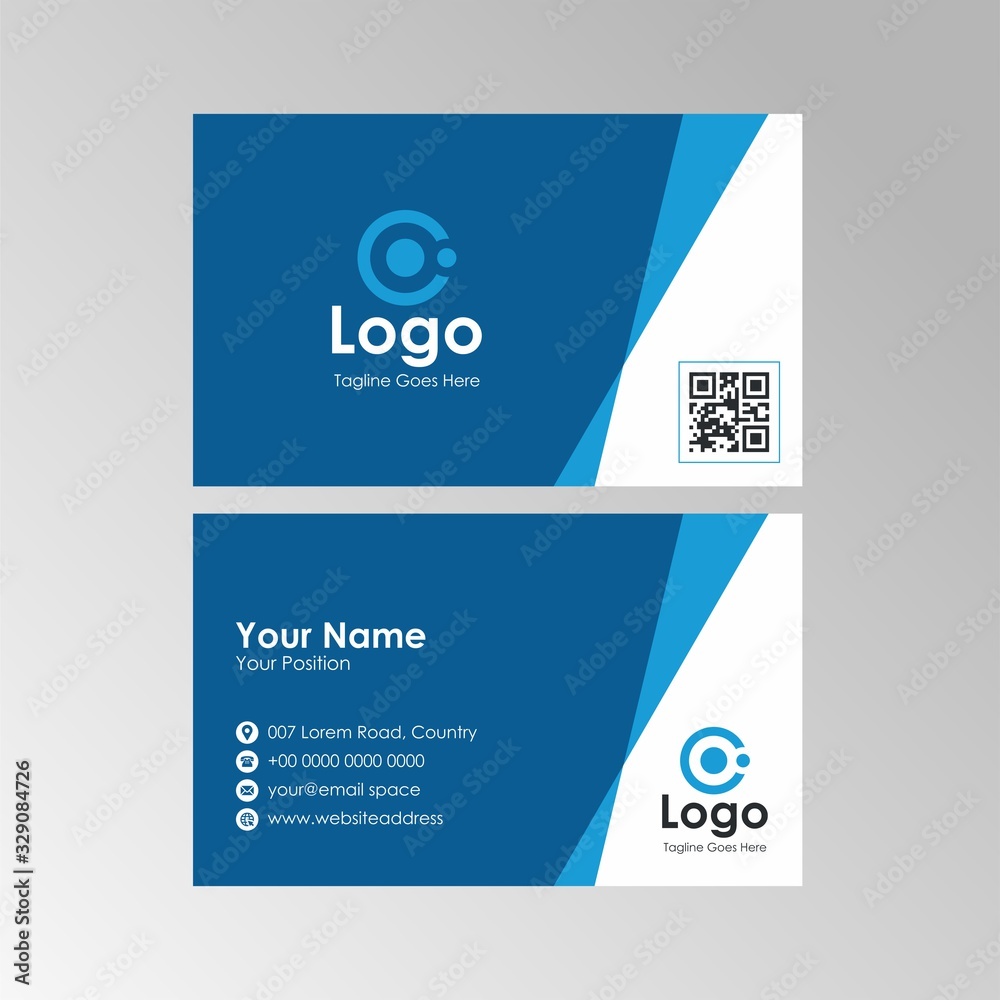 Image vectorielle Stock Simple clean business card with Blue color ...