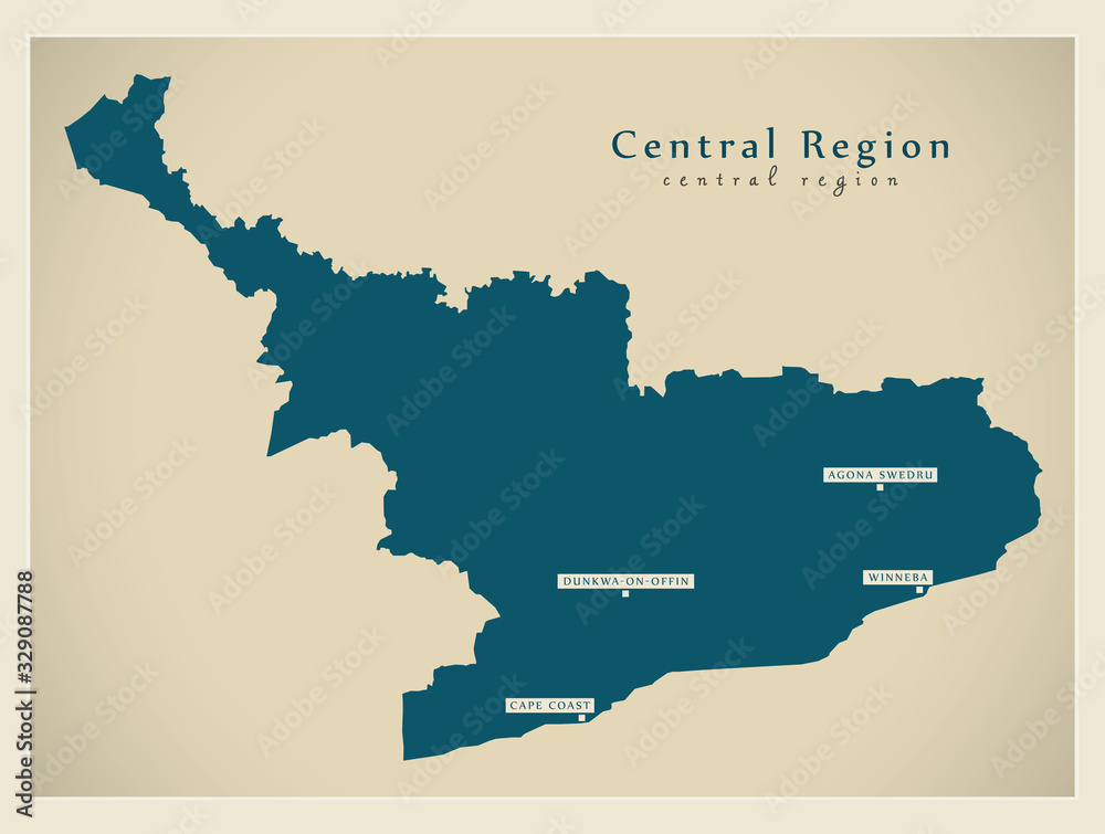 Modern Map - Central region map of Ghana GH Stock Vector | Adobe Stock