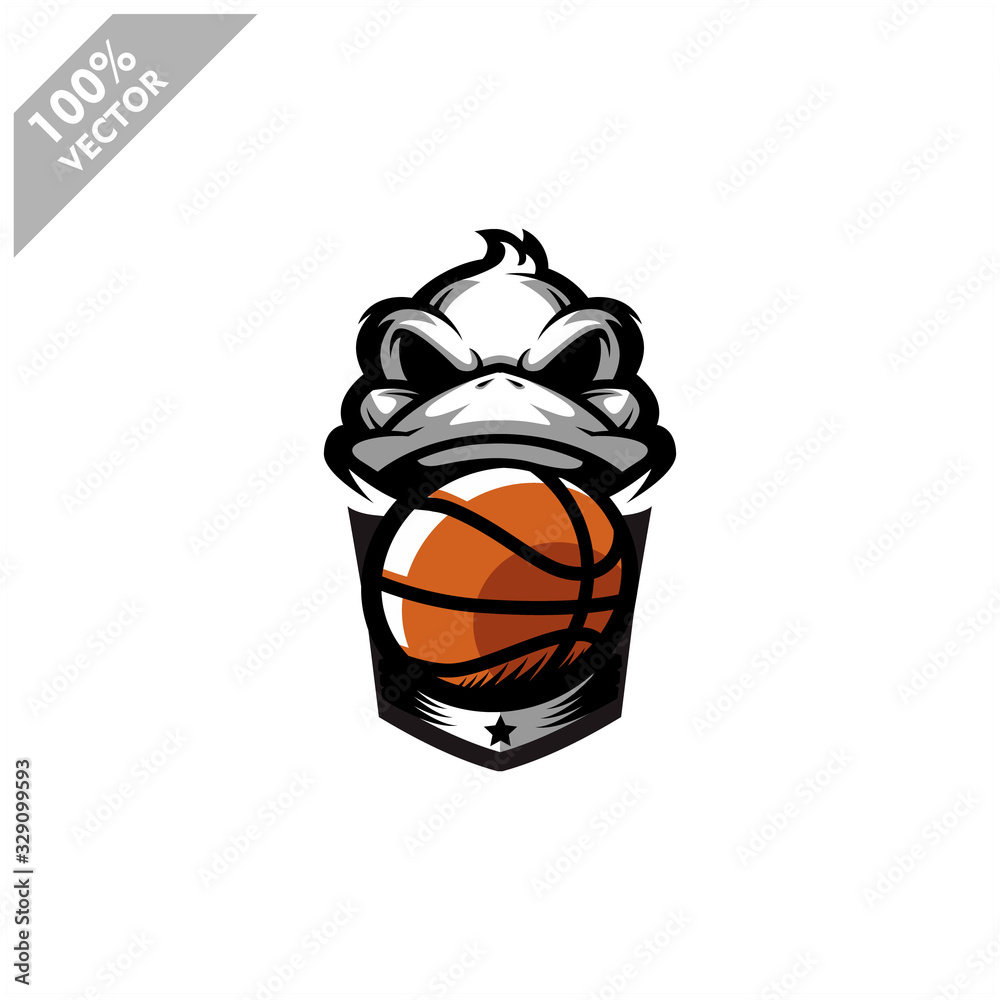 Basketball Duck team logo design. Scalable and editable vector. Stock ...