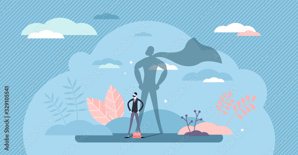 Superhero businessman concept, flat tiny person vector illustration ...