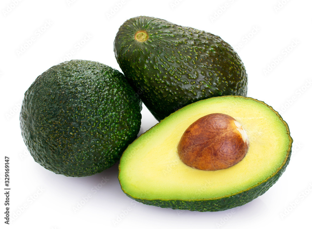 Fresh avocado on white background Stock Photo | Adobe Stock