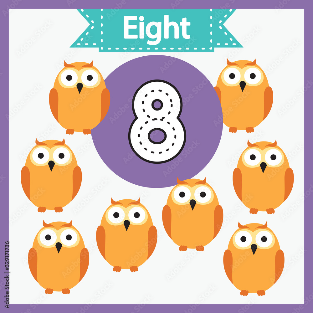 Baby learning cards with numbers and animals. Learning to count and to ...