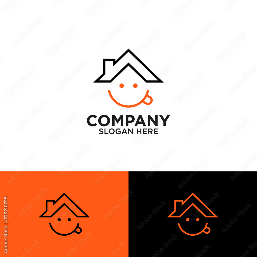 Smile home logo design template Stock Vector | Adobe Stock