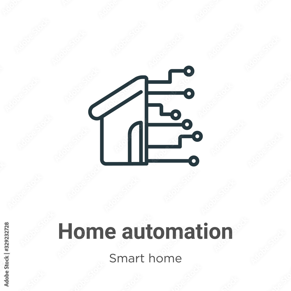 Home automation outline vector icon. Thin line black home automation ...