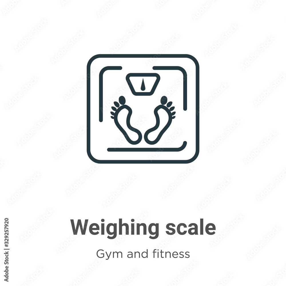 Weighing scale outline vector icon. Thin line black weighing scale icon ...