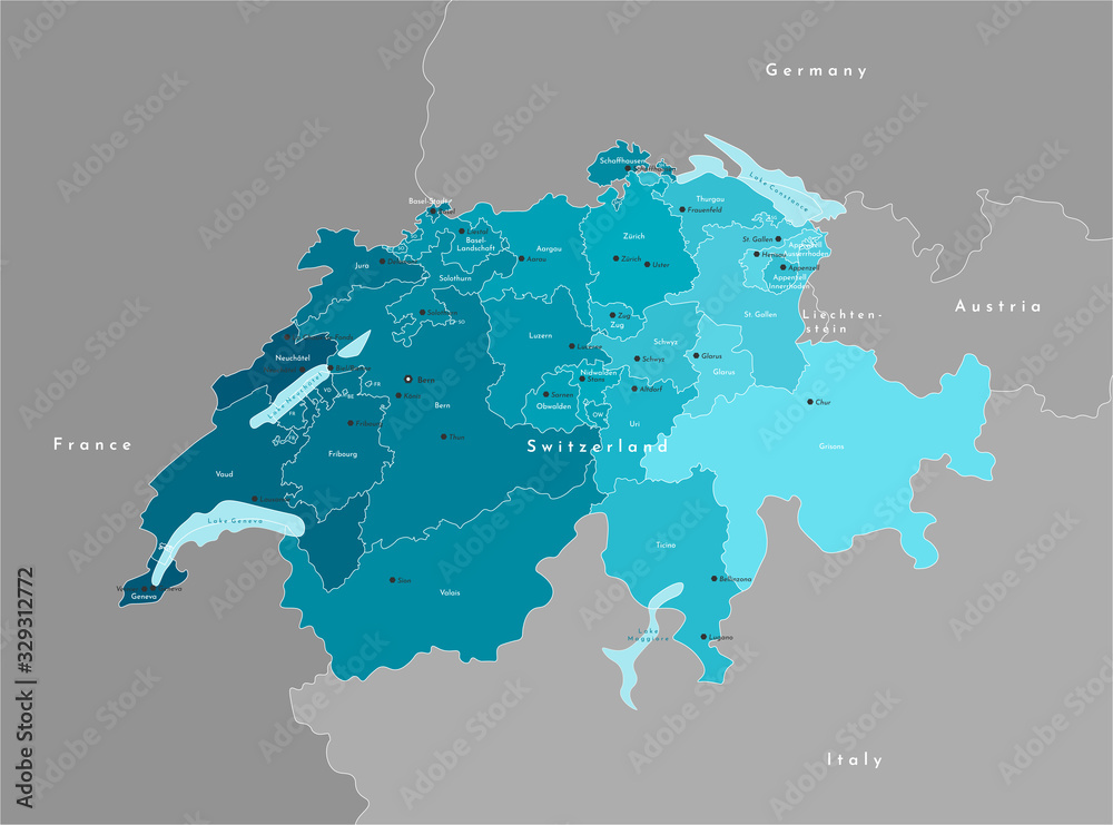Vector modern illustration. Simplified administrative map of ...