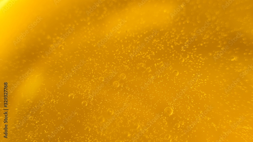Biodiesel, bubbles biofuel, vegetable oil, yellow and orange emulsion ...