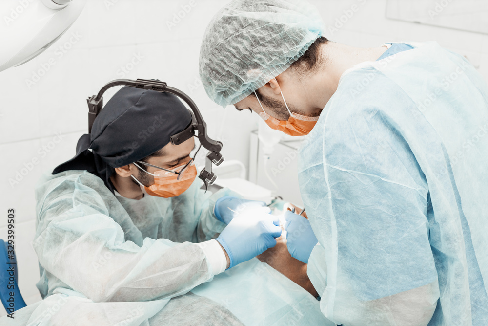 Dentists will perform an operation, implant placement. Real operation ...